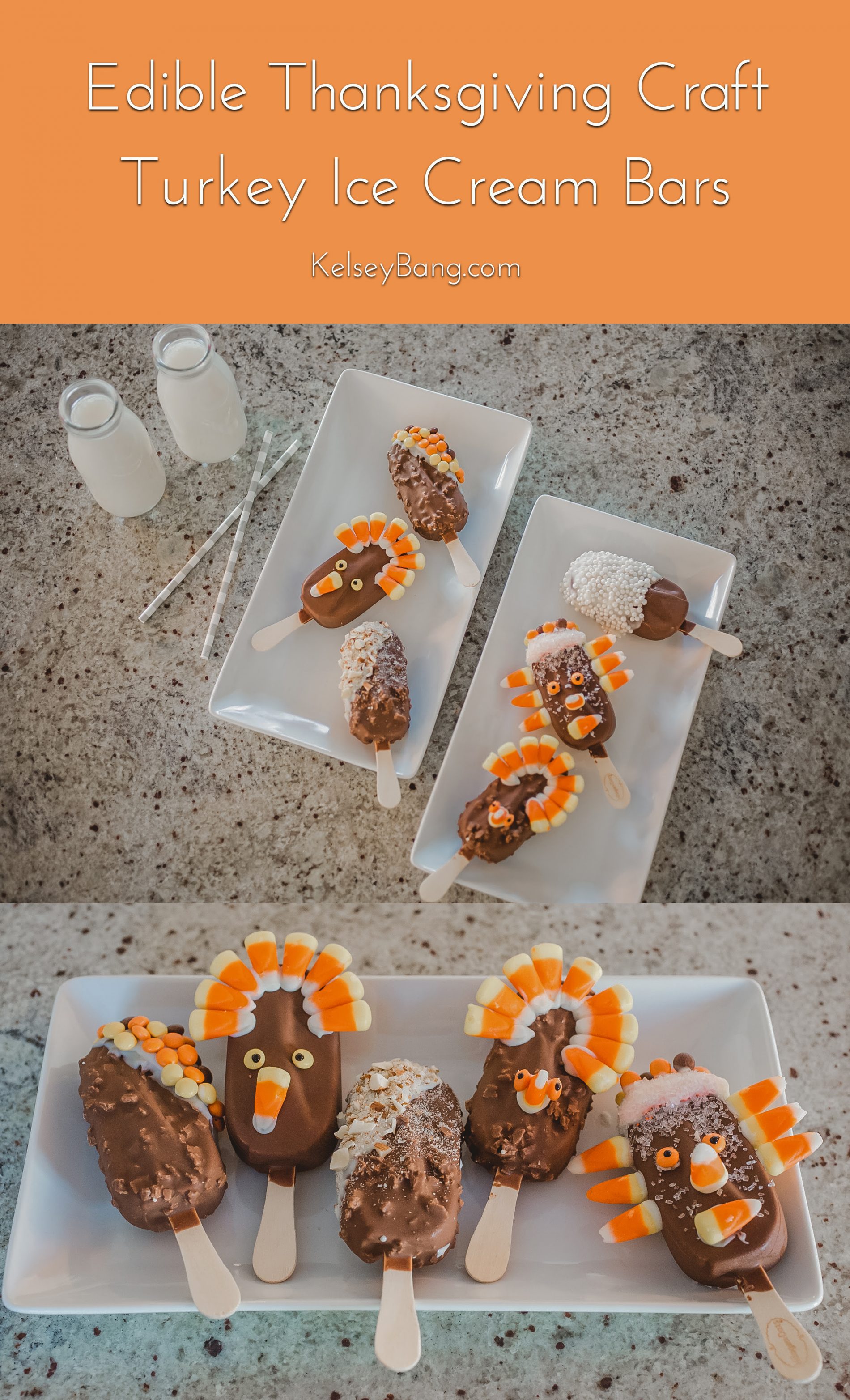 Edible Thanksgiving Craft- Turkey Ice Cream Bars - Kelsey Bang